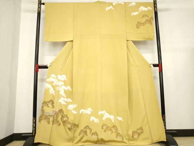 平和屋着物●訪問着　友禅　風景松文　正絹　逸品　AABD9945ck