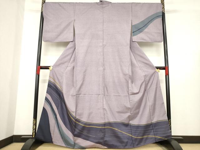 平和屋着物●訪問着　本場染大島紬　流水文　正絹　逸品　AABD9946ck