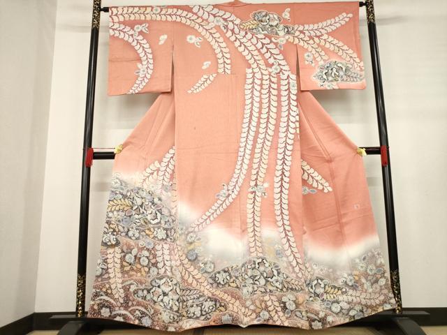 平和屋着物●訪問着　作家物　辻が花　雲重ね花文　暈し染め　正絹　逸品　AABD9949ck