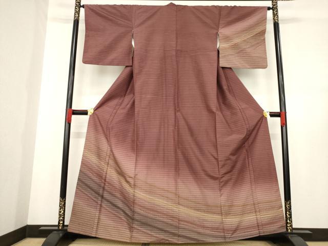 平和屋着物●訪問着　紬地　霞文　暈し染め　正絹　逸品　AABD9950ck