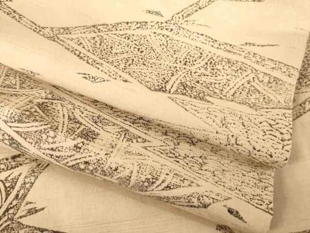 平和屋着物●上質な小紋　紬地　木版染　幾何学文様　正絹　逸品　AABD9953ck