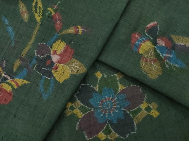 平和屋着物●上質な紬　舞花文　正絹　逸品　AABD9956ck