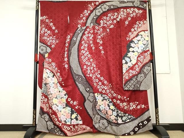 平和屋着物●豪華振袖　絞り　草花文　鈴乃屋扱い　正絹　逸品　AABD9973cs