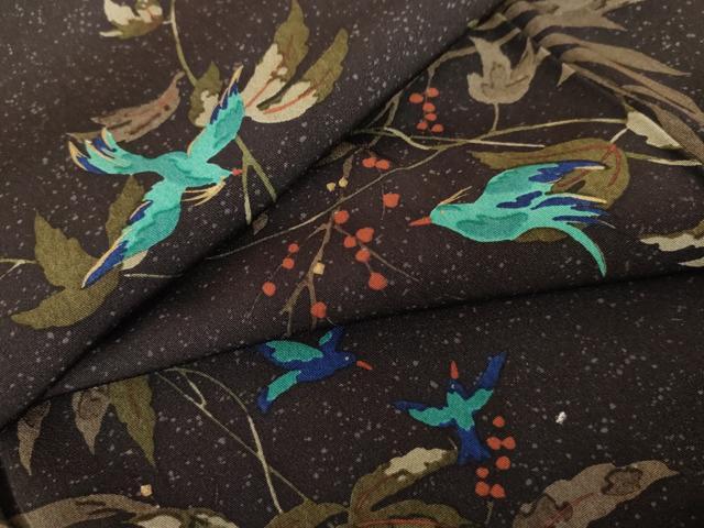 平和屋着物●上質な小紋　南天飛鳥蔦の葉文　正絹　逸品　AABE0045cs