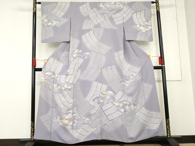 平和屋着物●創業460年・千總　訪問着　雲取り草花文　高島屋扱い　正絹　逸品　AABE0057cs