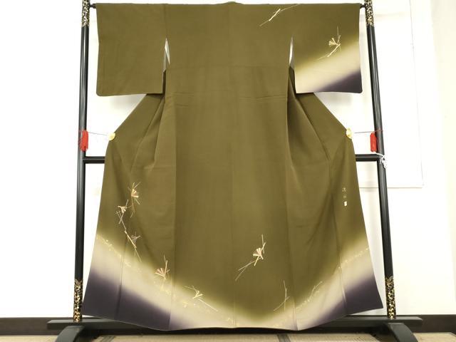 平和屋着物●訪問着　作家物　駒刺繍　吹き寄せ文　暈し染め　金糸　金彩　正絹　逸品　AABE0071cs