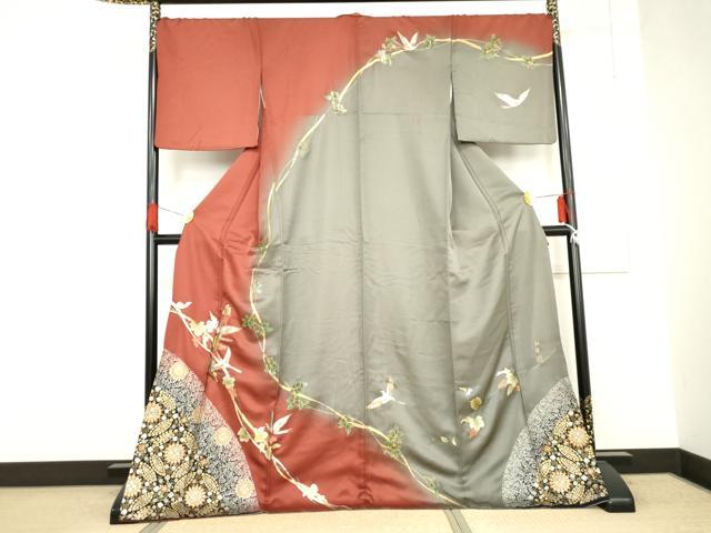 平和屋着物●染色作家　松森和隆　訪問着　飛鳥正倉院花文　暈し染め　金銀彩　正絹　逸品　AABE0079cs