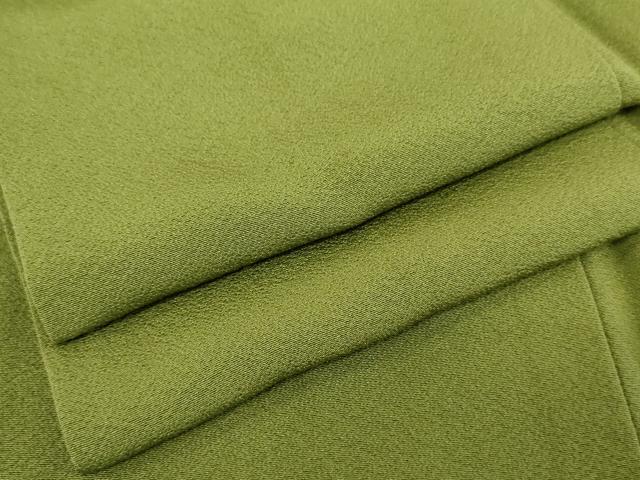 平和屋着物●上質な色無地　松葉色　正絹　逸品　AABE0104cs