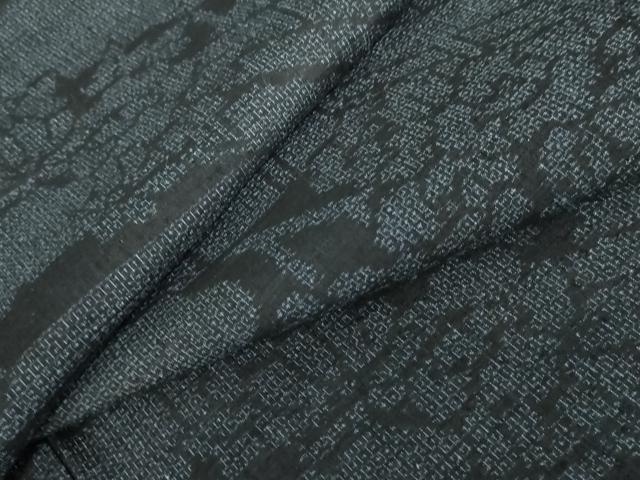 平和屋着物●本場結城紬　重要無形文化財　100亀甲　風景草花文　正絹　逸品　AABE0111cs