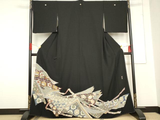 平和屋着物●十日町友禅作家　村松竜介　黒留袖　正倉院更紗花唐草文　正絹　逸品　未使用　AABE0122cs