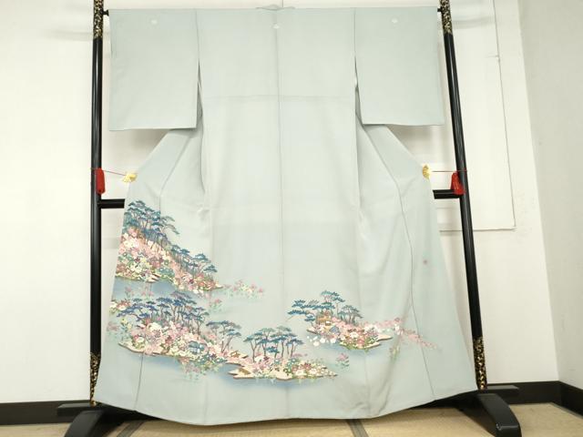 平和屋着物●本加賀友禅作家　染元千紅代表　寺西一紘　色留袖　浜松風景文　暈し染め　正絹　逸品　AABE0154cs