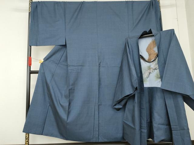 平和屋着物●男性　本場大島紬　アンサンブル　100亀甲　総詰め　羽裏：鷹　キングサイズ　正絹　逸品　AABE0166cs