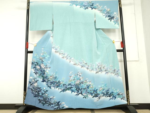 平和屋着物●訪問着　友禅　作家物　枝花文　暈し染め　正絹　逸品　AABE0173cs