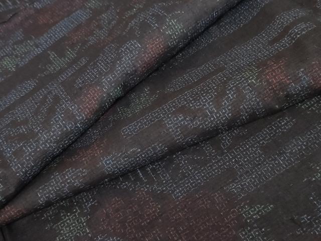 平和屋着物●本場結城紬　重要無形文化財　80亀甲　エ霞み吉祥草花文　正絹　逸品　未使用　AABE0196cs