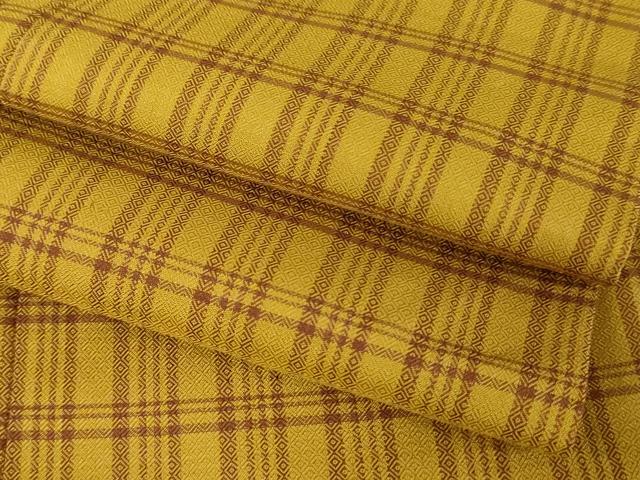 平和屋着物●本場黄八丈　まるまなこ　紬　格子　正絹　逸品　AABE0197cs
