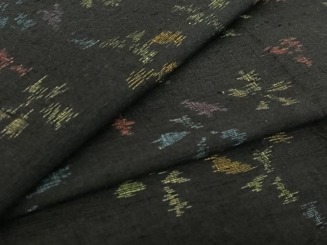 平和屋着物▽上質な紬　単衣　舞花文　正絹　逸品　AABE0221jh