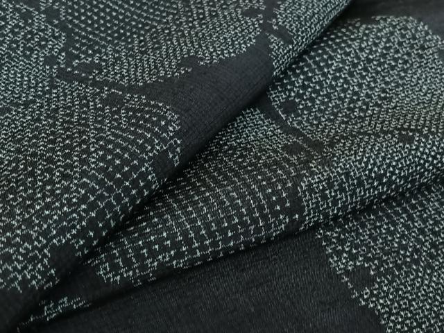 平和屋着物▽上質な紬　単衣　雪輪文　正絹　逸品　AABE0223jh