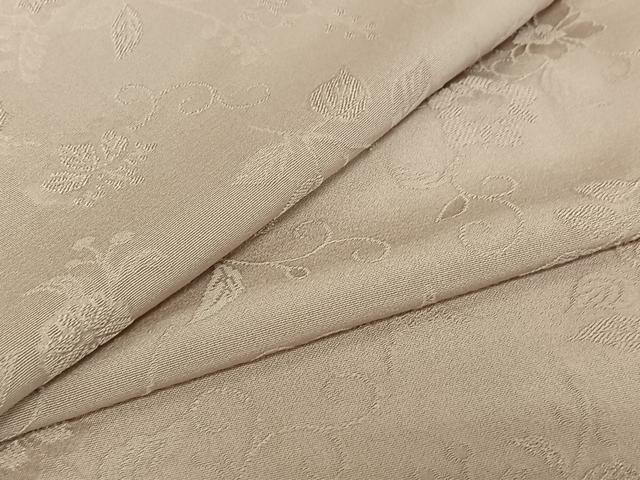 平和屋着物▽上質な色無地　単衣　花唐草地紋　灰桜色　正絹　逸品　AABE0224jh