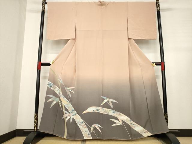 平和屋着物●十日町　加賀草木友禅の第一人者　田村哲彦　訪問着　笹竹取風景文　暈し染め　正絹　逸品　AABE0243ck