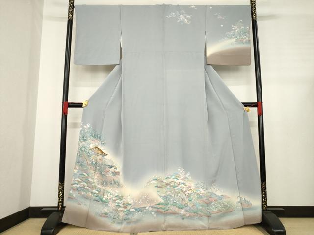 平和屋着物●訪問着　風景花文　暈し染め　正絹　逸品　AABE0251ck