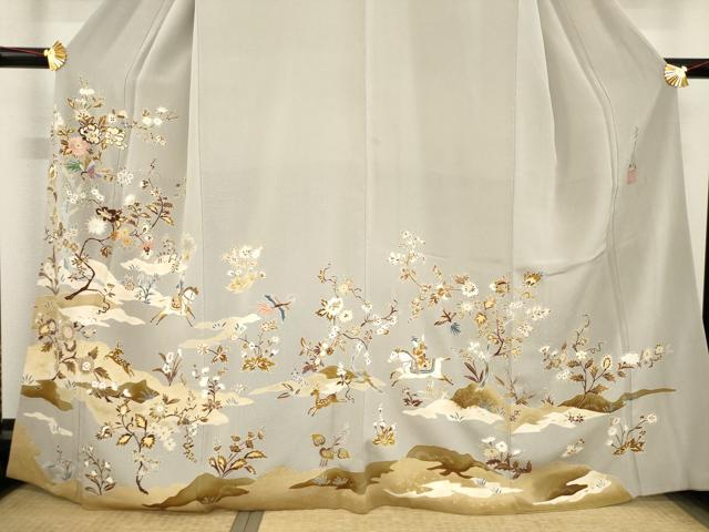 平和屋本店○十七代京屋林蔵 色留袖 刺繍 狩猟文 金彩 共