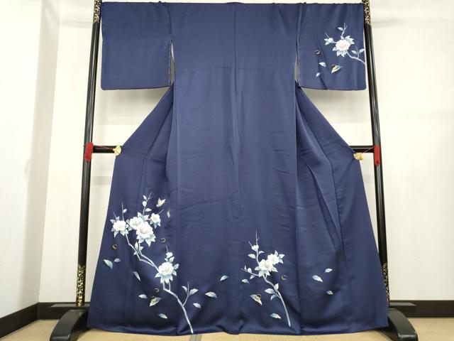 平和屋着物●訪問着　刺繍　花蝶文　水滴　金彩　正絹　逸品　AABE0290ck