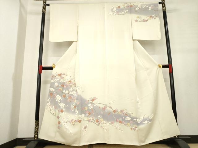 平和屋着物●訪問着　友禅　枝花文　暈し染め　正絹　逸品　AABE0292ck