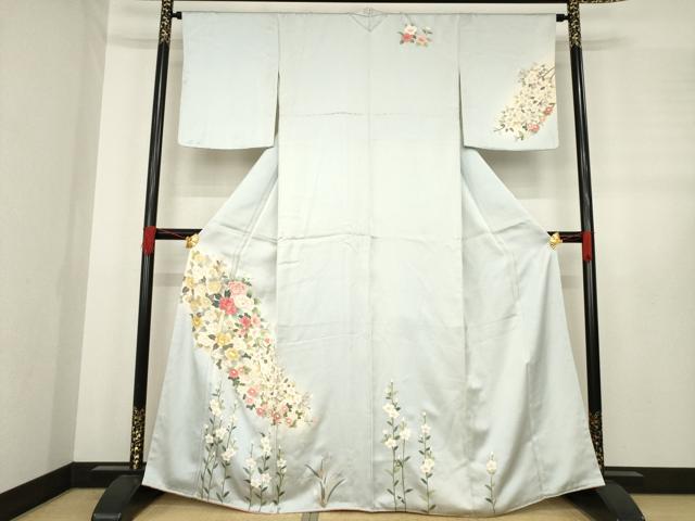 平和屋着物●訪問着　草花文　暈し染め　金彩　正絹　逸品　未使用　AABE0303ck