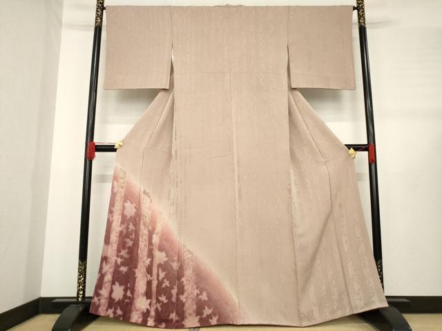 平和屋着物●訪問着　地紋起こし　花唐草文　暈し染め　正絹　逸品　AABE0307ck