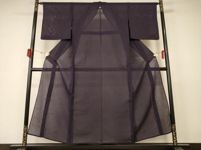 平和屋着物＊夏物　色無地　楓紋紗　似せ紫色　正絹　逸品　AABE0617jd