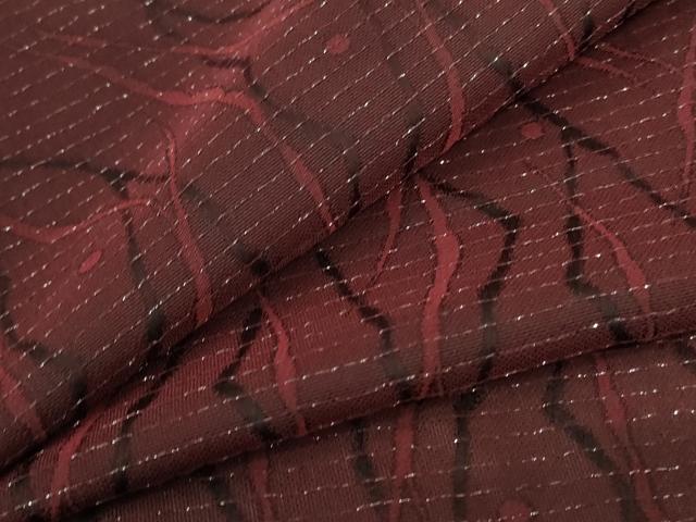 平和屋着物＊夏物　小紋　紗　幾何学文様　銀通し地　AABE0620jd