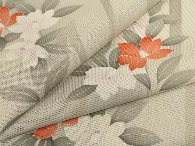 平和屋着物＊夏物　小紋　絽　草花文　暈し染め　正絹　逸品　AABE0629jd