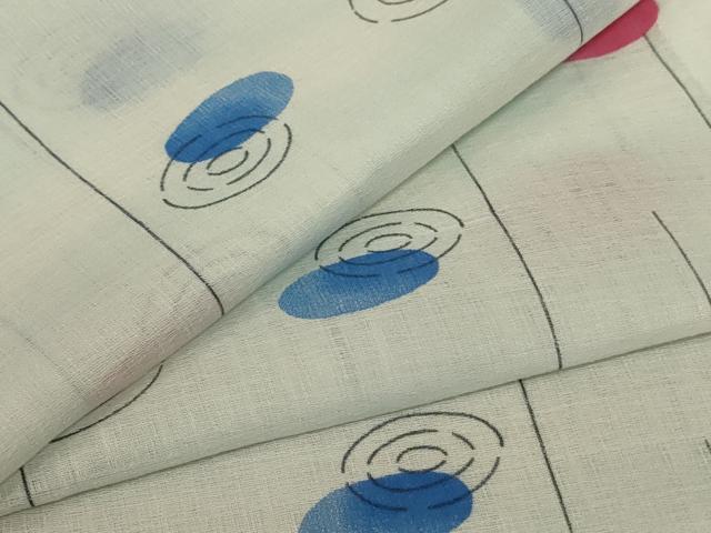 平和屋着物＊夏物　小紋　紗　水　洗える着物　AABE0670jd