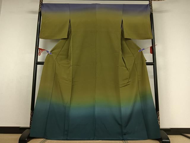 平和屋着物▽訪問着　単衣　霞文　暈し染め　正絹　逸品　AABE0687jh