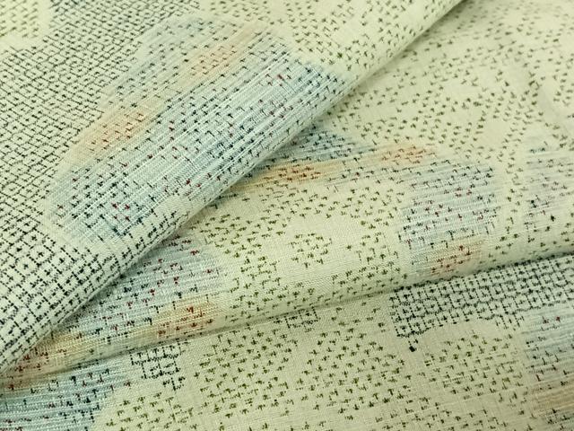 平和屋着物▽本場結城紬　重要無形文化財　単衣　100亀甲　草花文　正絹　逸品　AABE0719jh