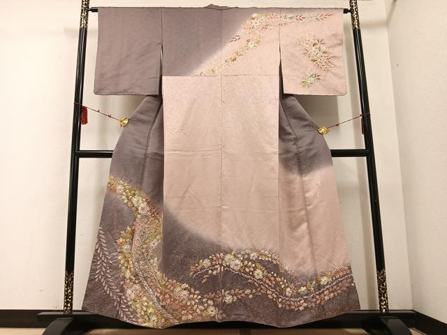 平和屋着物●越後十日町の一流染匠 桐屋・翠山工房 徳永憲峯 訪問着 辻が花 絞り 暈し染め 金彩 銀通し地 やまと誂製 正絹 逸品 AABE0723ph