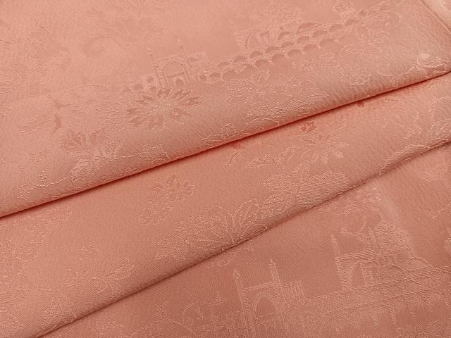 平和屋着物●上質な色無地　珊瑚色　正絹　逸品　AABE0730ph