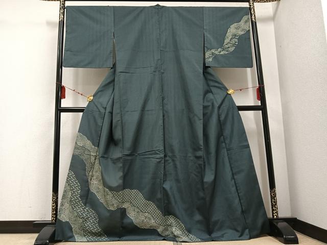 平和屋着物●本場大島紬　訪問着　型染め　道長花文　正絹　逸品　AABE0747ph