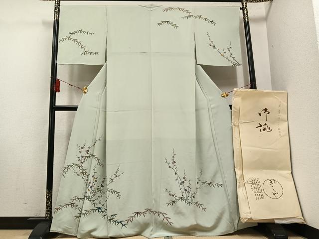 平和屋着物●銀座きしや　訪問着　刺繍　梅笹文　金彩　たとう紙付き　正絹　逸品　AABE0775ph