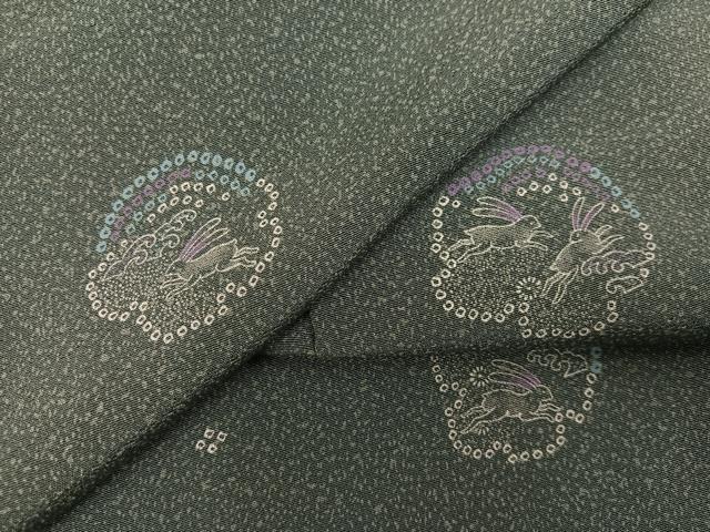 平和屋着物●上質な小紋　兎　うさぎ　正絹　逸品　AABE0795ph