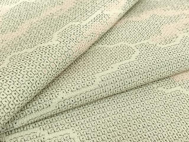 平和屋着物▽本塩沢　単衣　110亀甲　雲取り文　正絹　逸品　AABE1168jh