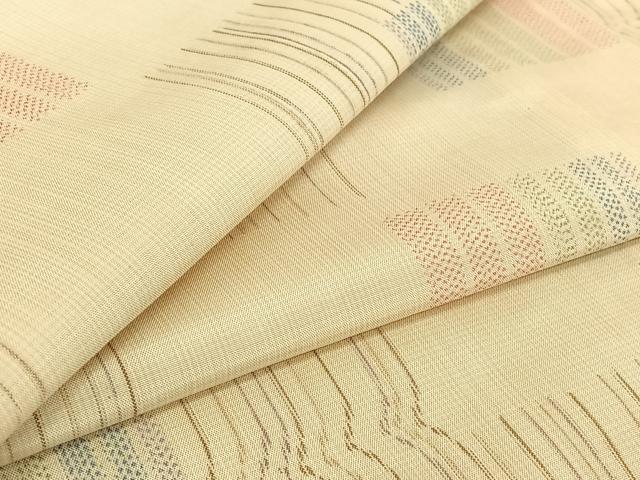 平和屋着物▽本場大島紬　単衣　幾何学文様　正絹　逸品　AABE1172jh