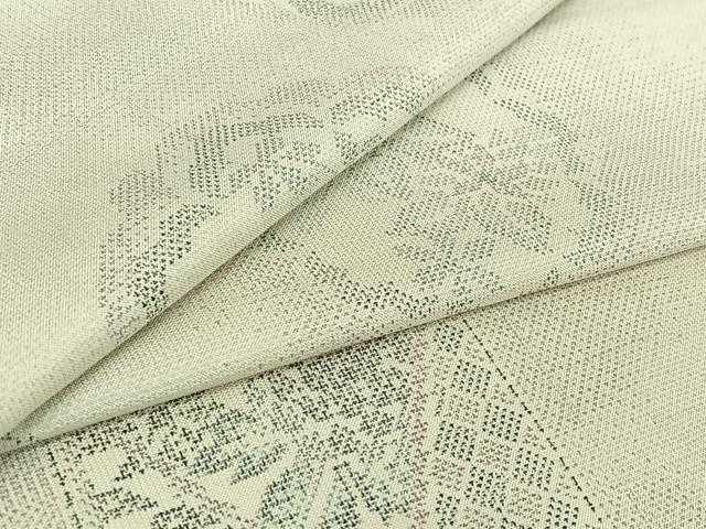 平和屋着物▽本場大島紬　白大島　単衣　草花文　正絹　逸品　AABE1183jh