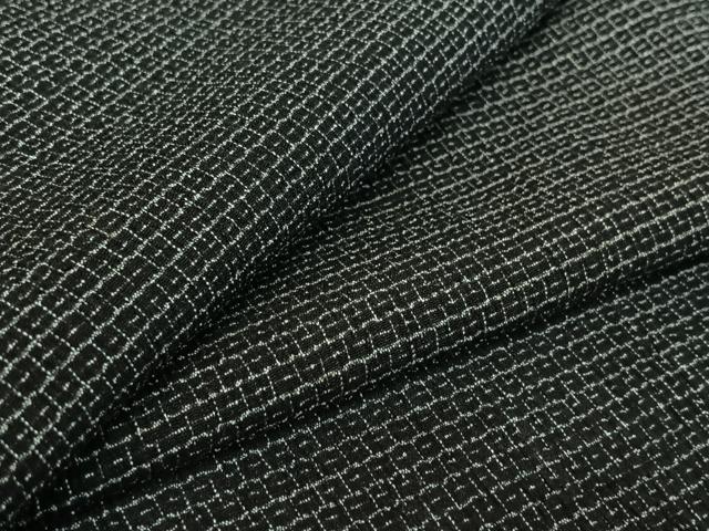 平和屋着物▽男性　紬　単衣　80亀甲　総詰め　黒地　正絹　逸品　AABE1185jh