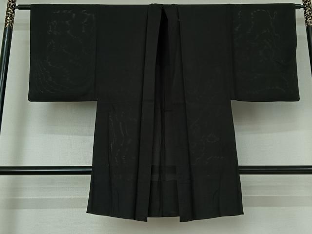 平和屋着物▽男性　羽織　スリーシーズン　春夏秋　塵除け　暗黒色　黒地　正絹　逸品　AABE1188jh