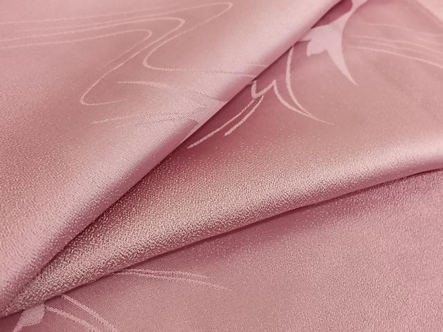 平和屋着物▽色無地　単衣　流水飛鶴文　撫子色　洗える着物　AABE1196jh