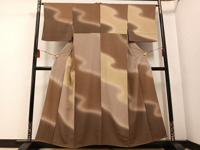 平和屋着物●上質な小紋　霞文　暈し染め　正絹　逸品　AABE1222ph