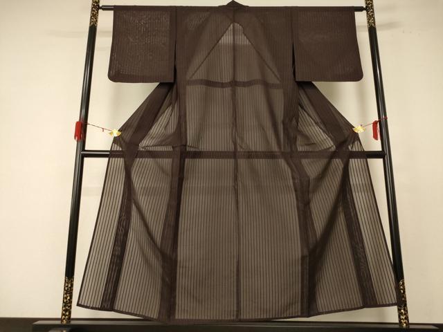 平和屋着物＊夏物　色無地　紗　赤墨色　正絹　逸品　AABE1315jd