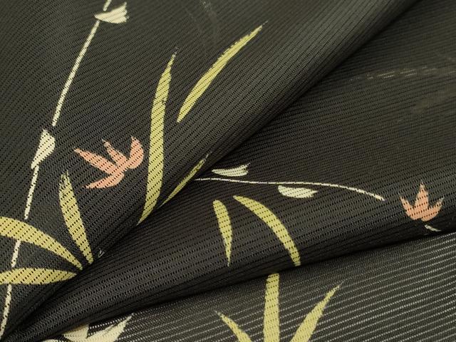 平和屋着物＊夏物　小紋　絽　草葉文　洗える着物　AABE1333jd
