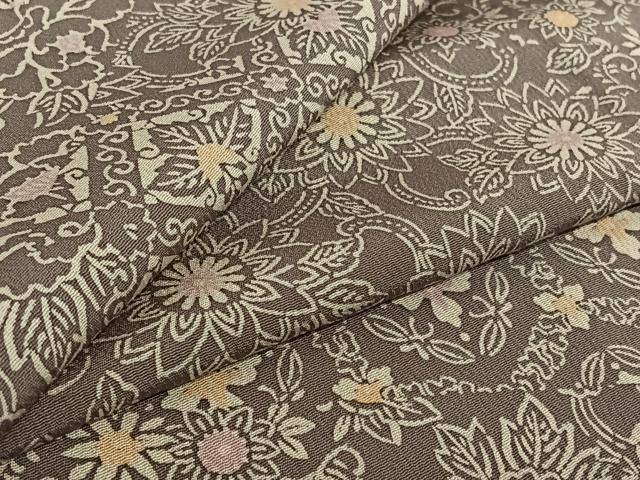 平和屋着物▽上質な小紋　単衣　吉祥更紗花文　正絹　逸品　AABE1566jh